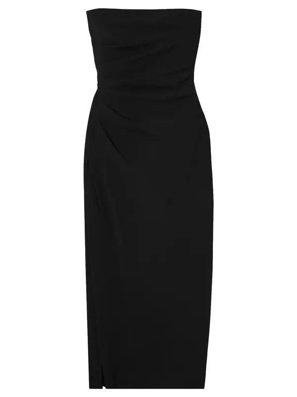 Proenza Schouler Shira Draped Strapless Crepe Midi Dress - Black