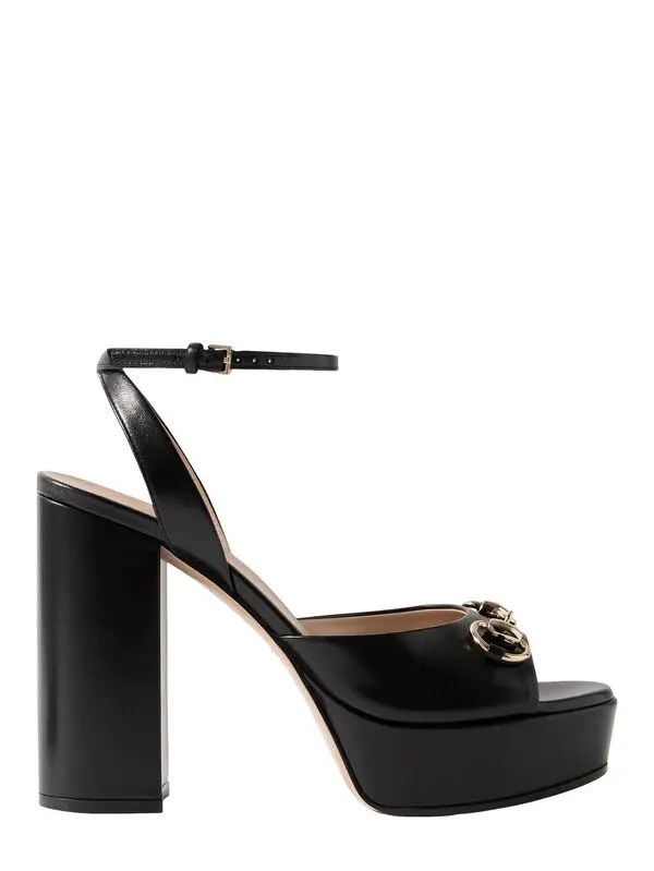 Gucci Horsebit-detailed Leather Platform Sandals - Black