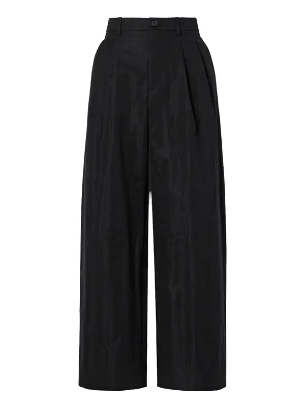 Wardrobe.NYC Pleated Wide-leg Twill Pants - Black