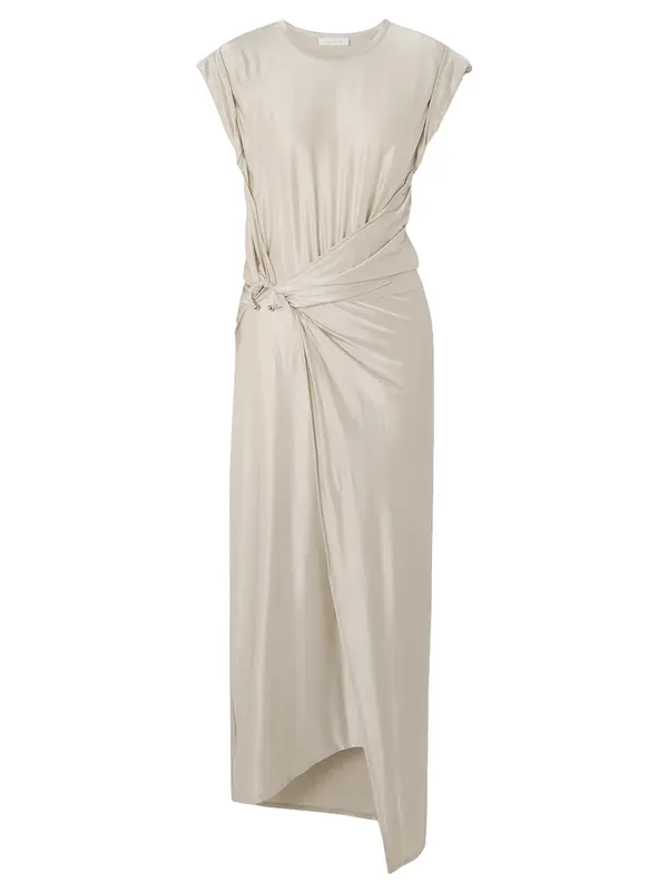 Rabanne Embellished Asymmetric Draped Midi Dress - Neutrals