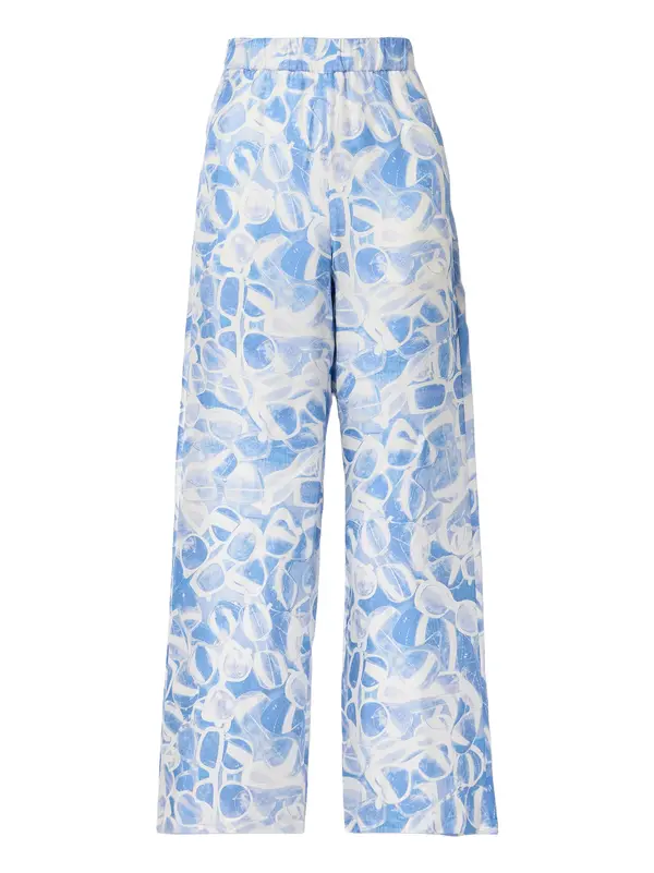 Stella McCartney Printed Silk-charmeuse Wide-leg Pants - Blue