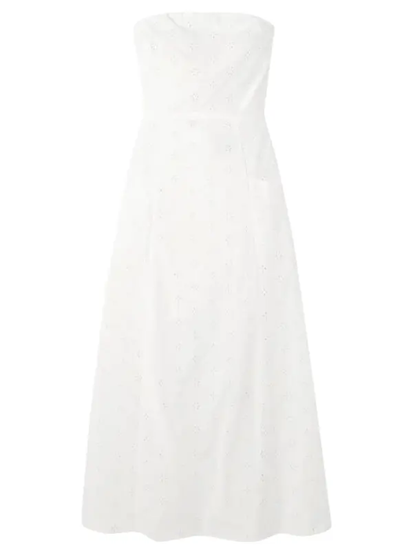 Matteau Stapless Bow-detailed Broderie Anglaise Organic Cotton Midi Dress - White