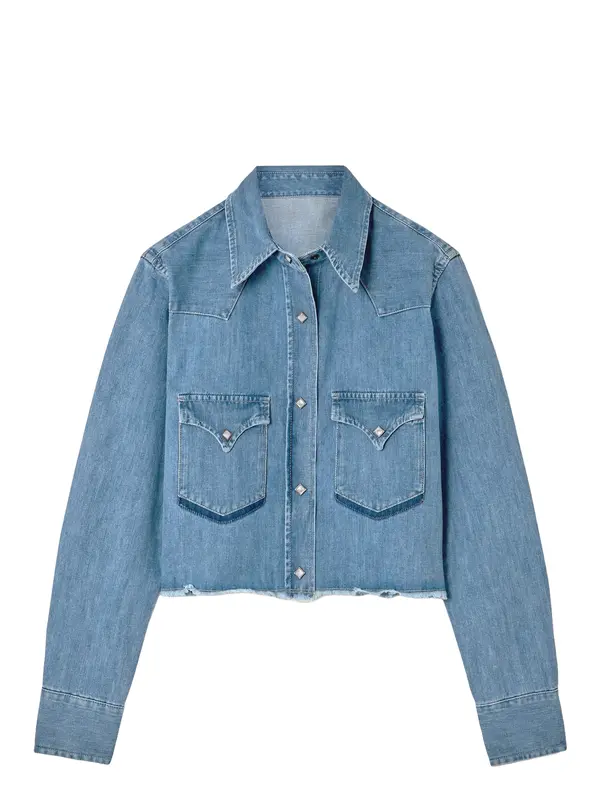 FORTELA Caracas Frayed Cropped Denim Shirt - Blue