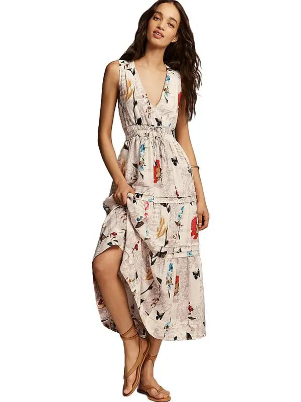 THE SOMERSET COLLECTION BY ANTHROPOLOGIE The Somerset Collection Linen Sleeveless Maxi Dress - Multi Floral Stripe