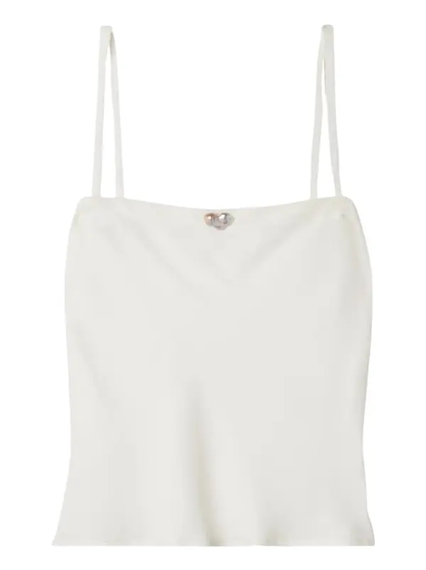 SARA CRISTINA Ola Pearl-embellished Camisole - White