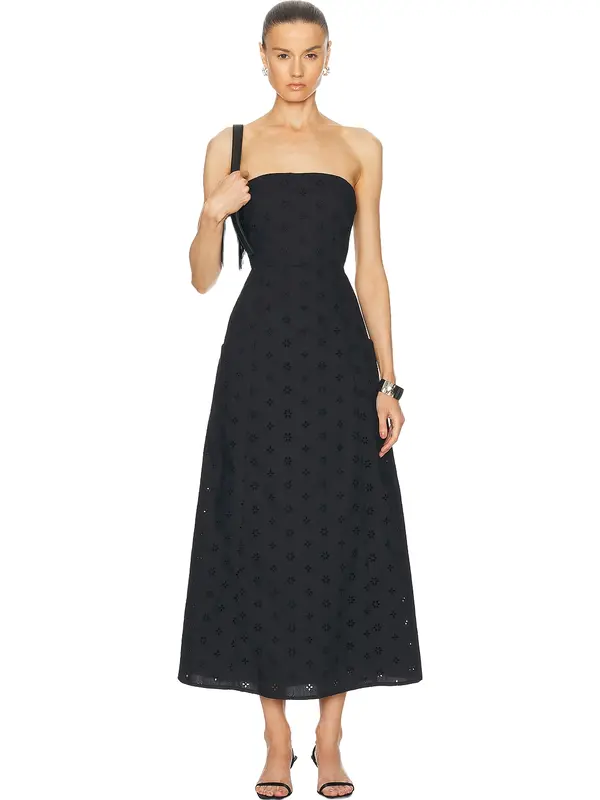 Matteau Broderie Strapless Dress - Floral Broderie Black