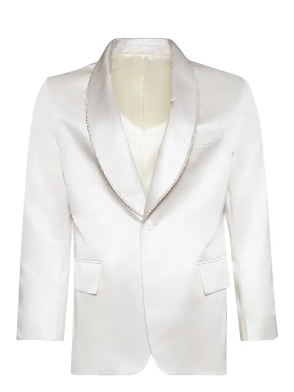 BODE Roping Shawl Collar Tuxedo Jacket - Ecru