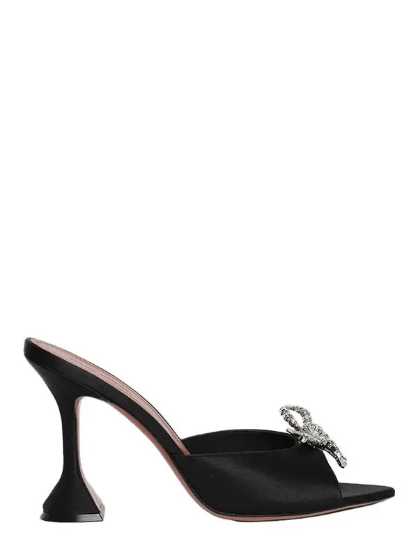 Amina Muaddi Rosie Satin Slipper Sandals - Black