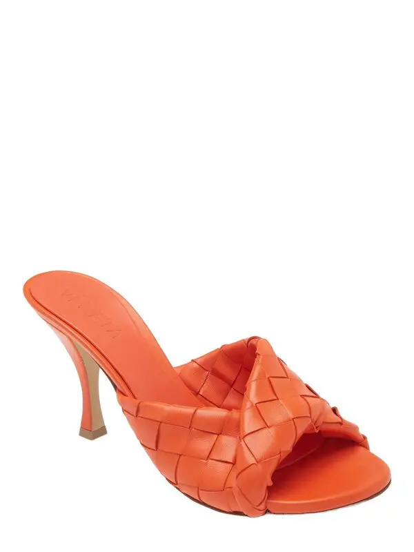 Bottega Veneta Intrecciato Leather Sandals - New Orange