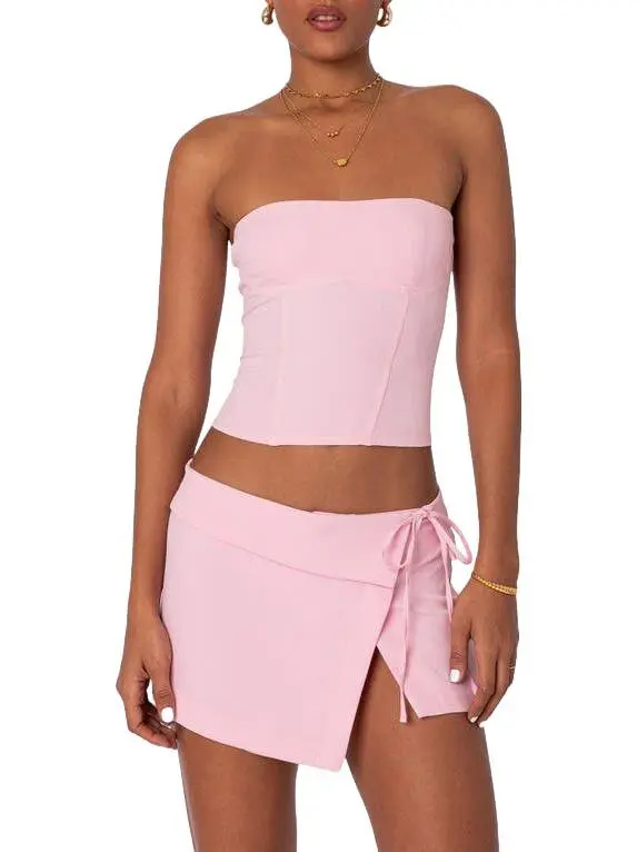 EDIKTED Selena Strapless Corset Top - Pink