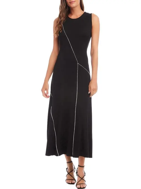 Karen Kane Reverse Seam Sleeveless Midi Dress - Black