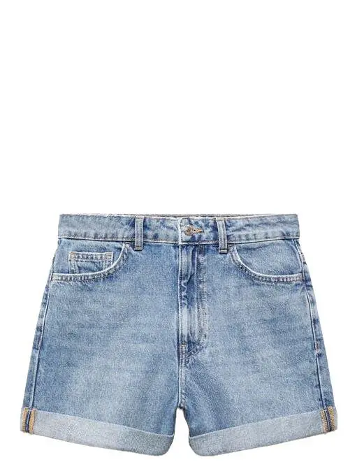 Mango High-waisted Mom Fit Denim Shorts - Medium Blue