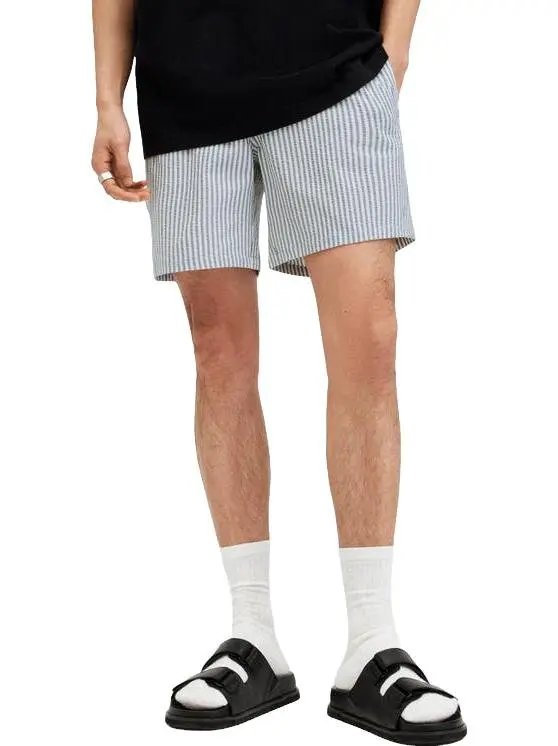 ALLSAINTS Warden Stripe Swim Trunks - White/ Blue