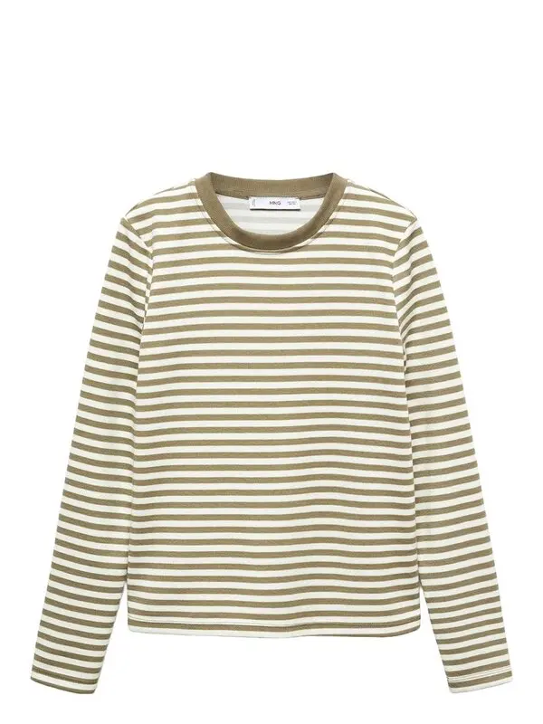 Mango Stripe Long Sleeve Top - Beige Stripe