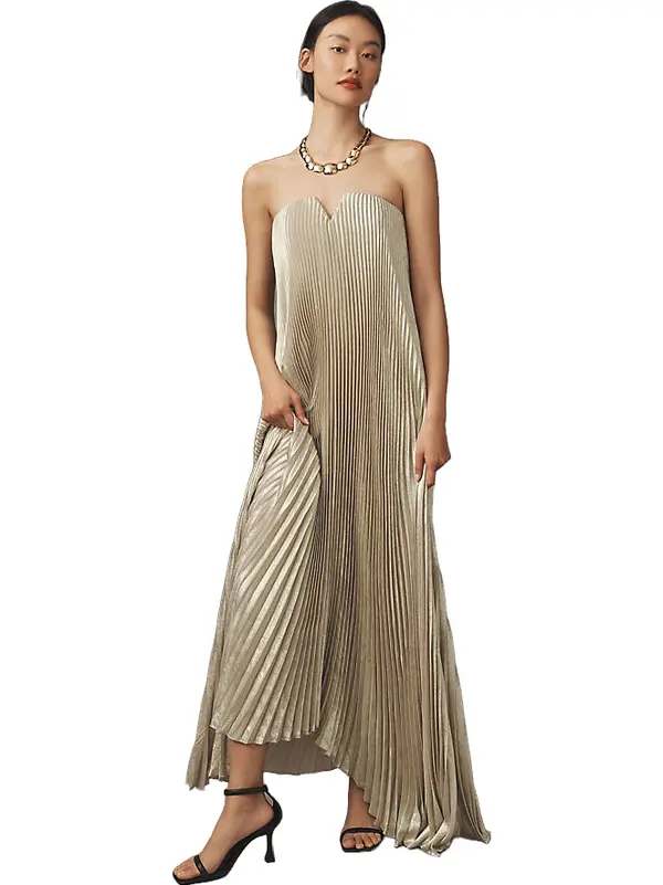 L'IDEE Strapless Maxi Gown - Gold