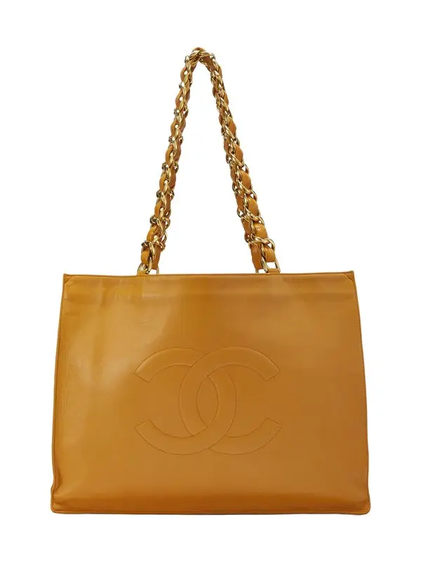 Chanel Lambskin Flat Chain Handle Tote - Orange