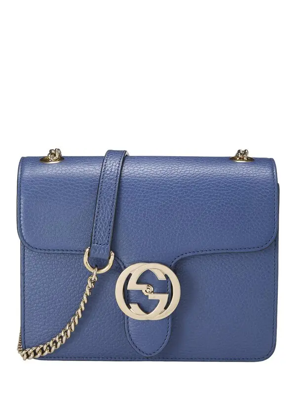 Gucci Leather Interlocking Crossbody - Blue