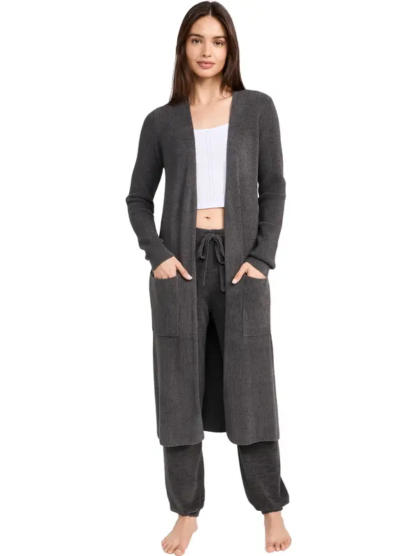 Barefoot Dreams Ribbed Knit Long Cardigan - Carbon