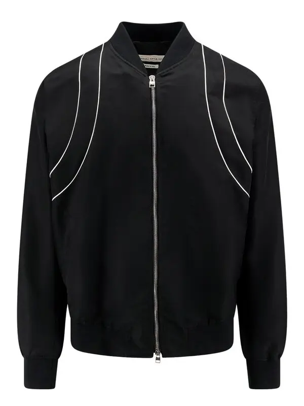 Alexander McQueen Nylon Jacket With Contrasting Detail - Black