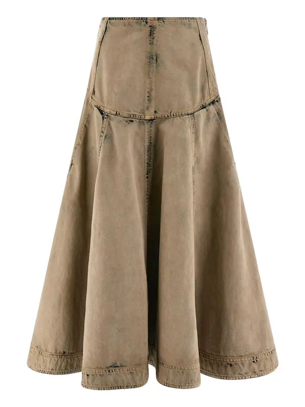 FERRAGAMO Denim Midi Skirt - Green