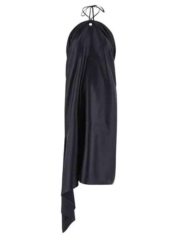 FERRAGAMO Asymmetric Satin Dress - Black