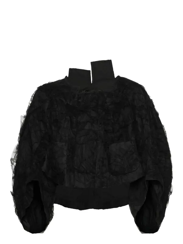 Comme Des Garçons Tulle-inserts Cropped Jacket - Black