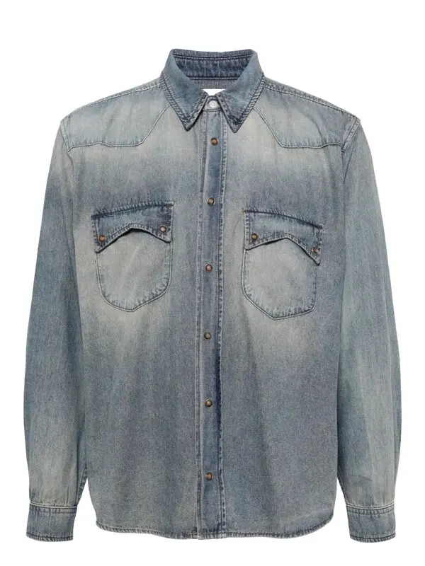 Rhude Faded-effect Denim Shirt - Blue