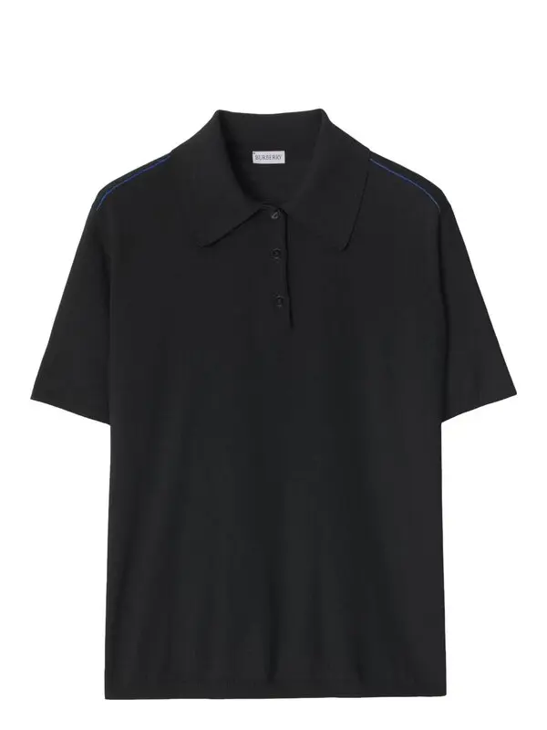 Burberry Short-sleeve Wool Polo Shirt - Black