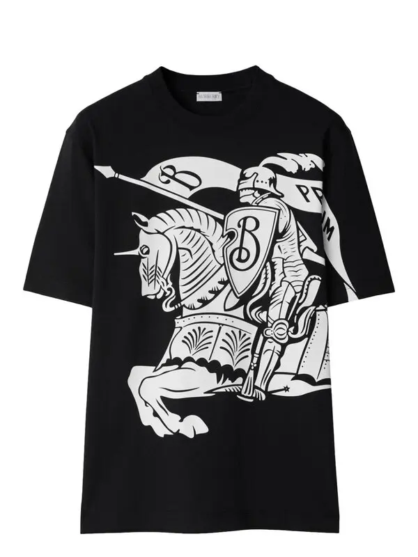 Burberry Equestrian Knight-print Cotton T-shirt - Black