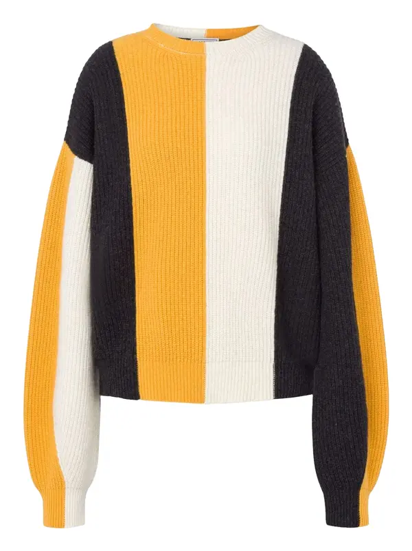 MOSCHINO JEANS Striped Ribbed Jumper - Yellow