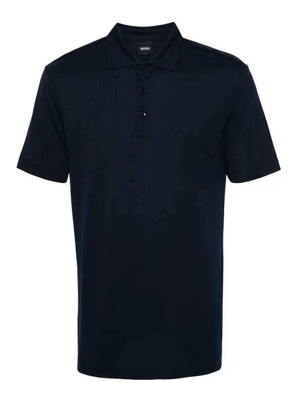 BOSS Logo-embroidered Polo Shirt - Blue