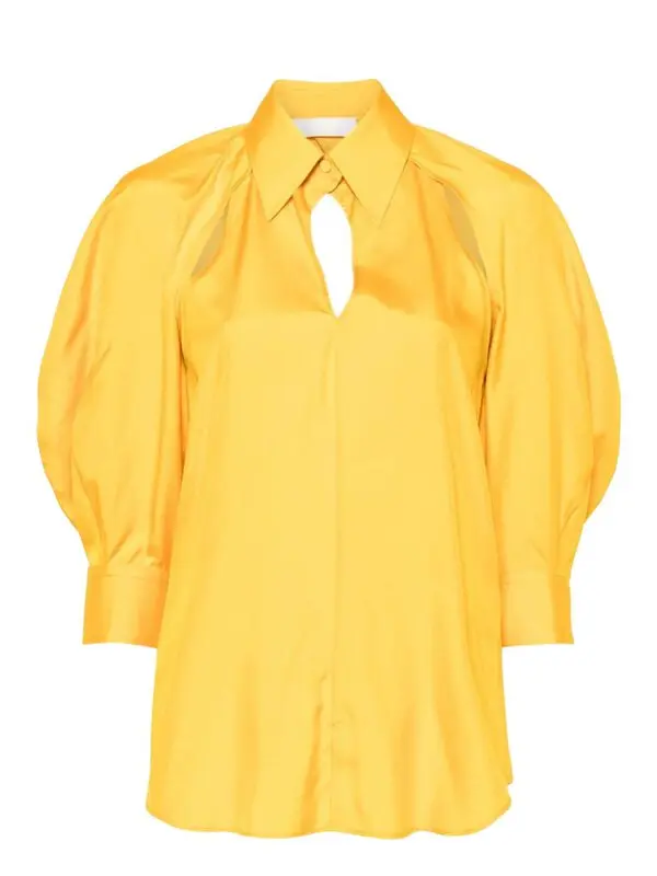 Chloé Open-shoulder Silk Blouse - Yellow