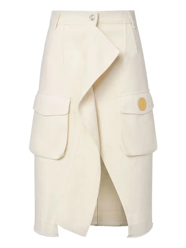 Moschino Asymmetric Cargo Denim Knee-length Skirt - White