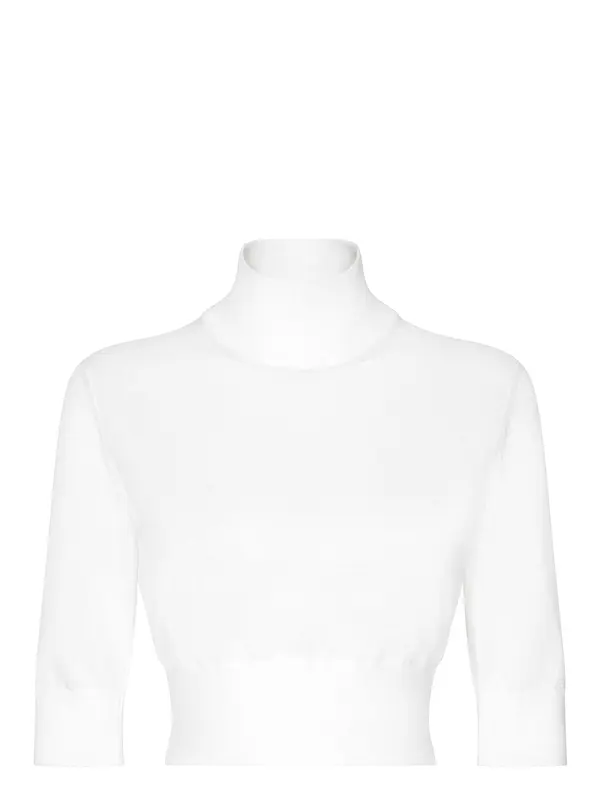 Dolce & Gabbana Cropped Turtleneck Sweater - White