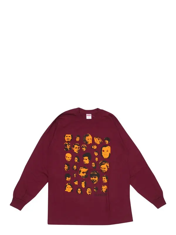 Supreme Faces Long-sleeve Tee 'burgundy - Red