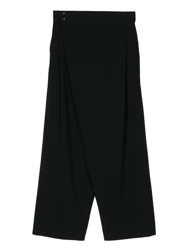 Y’s Draped Straight-leg Trousers - Black