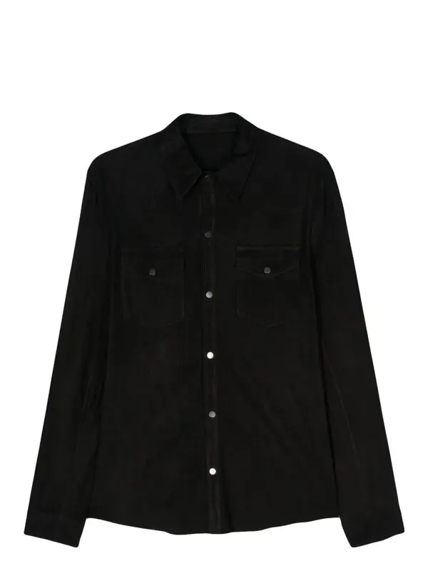 SALVATORE SANTORO Suede Leather Shirt Jacket - Black