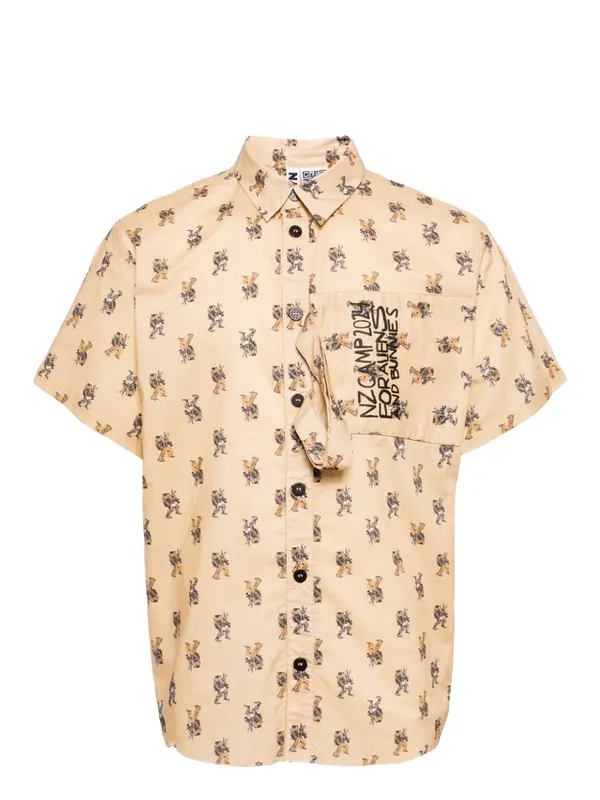 Natasha Zinko Graphic-print Cotton Shirt - Neutrals