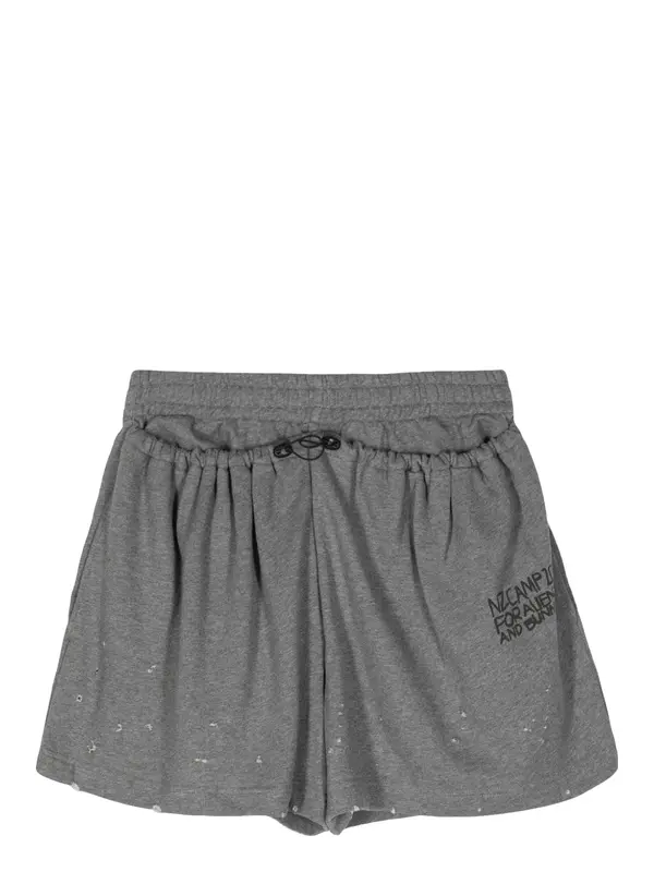 Natasha Zinko Slogan-print Distressed Track Shorts - Grey