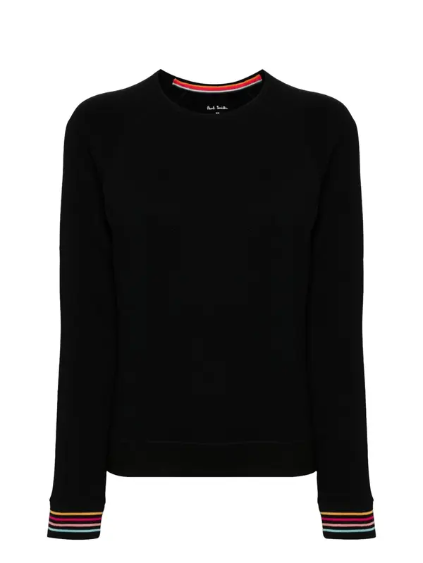 Paul Smith Striped-cuff Cotton Sweatshirt - Black