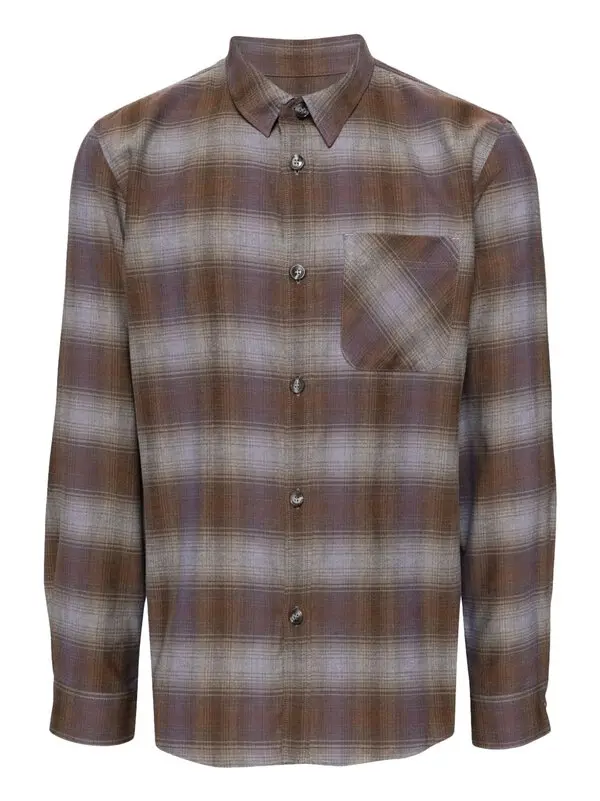 A.p.c. Checked Cotton Shirt - Brown