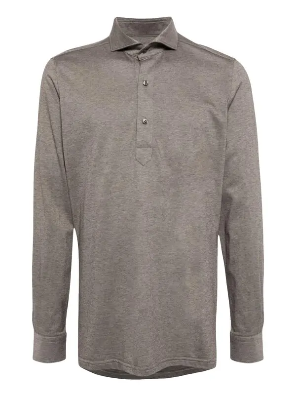 N.peal Marseille Long-sleeve Polo Shirt - Brown