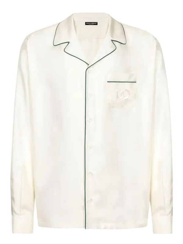 Dolce & Gabbana Embroidered-logo Silk-twill Shirt - White
