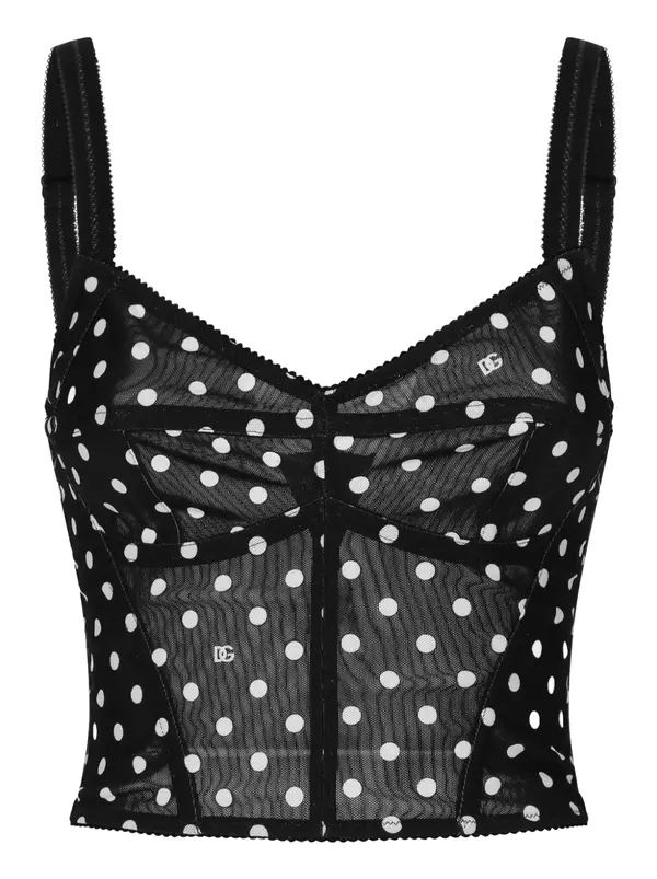 Dolce & Gabbana Polka-dot Corset Top - Black
