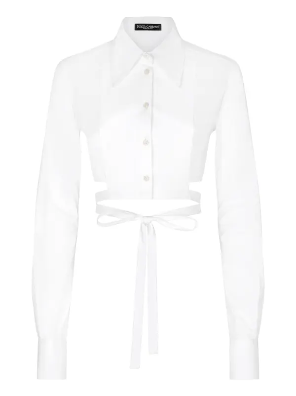 Dolce & Gabbana Criss-cross Cropped Shirt - White