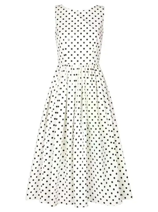 Dolce & Gabbana Polka-dot Cotton Midi Dress - White