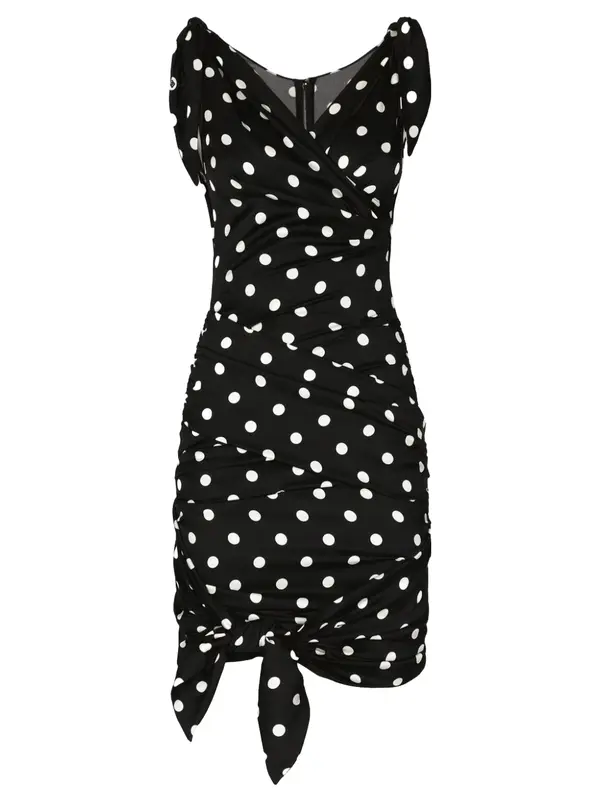 Dolce & Gabbana Polka-dot Draped Mini Dress - Black