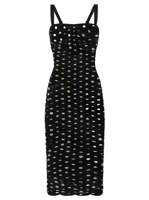 Dolce & Gabbana Polka-dot Tulle Midi Dress - Black