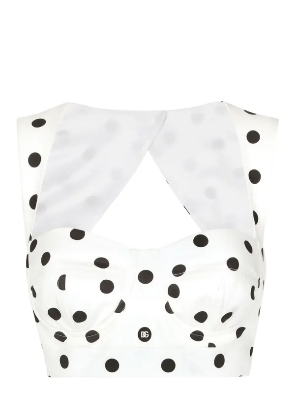 Dolce & Gabbana Polka Dot Corset Top - White
