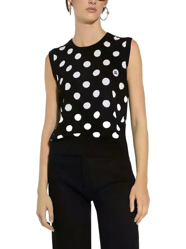 Dolce & Gabbana Polka-dot Knitted Vest - Black